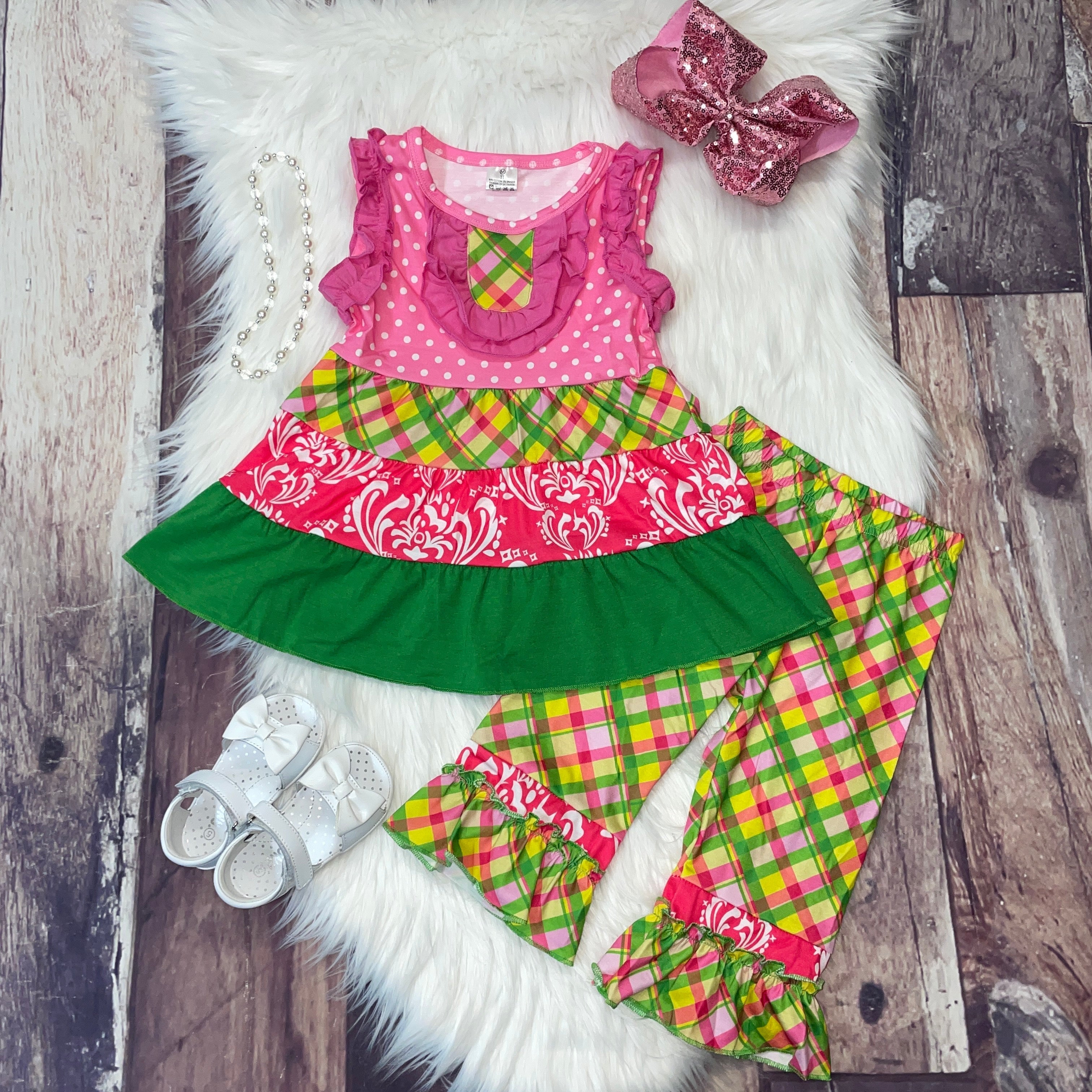Pink and Green Spring Tunic and Capris Set – Maddie Mae Children's Boutique