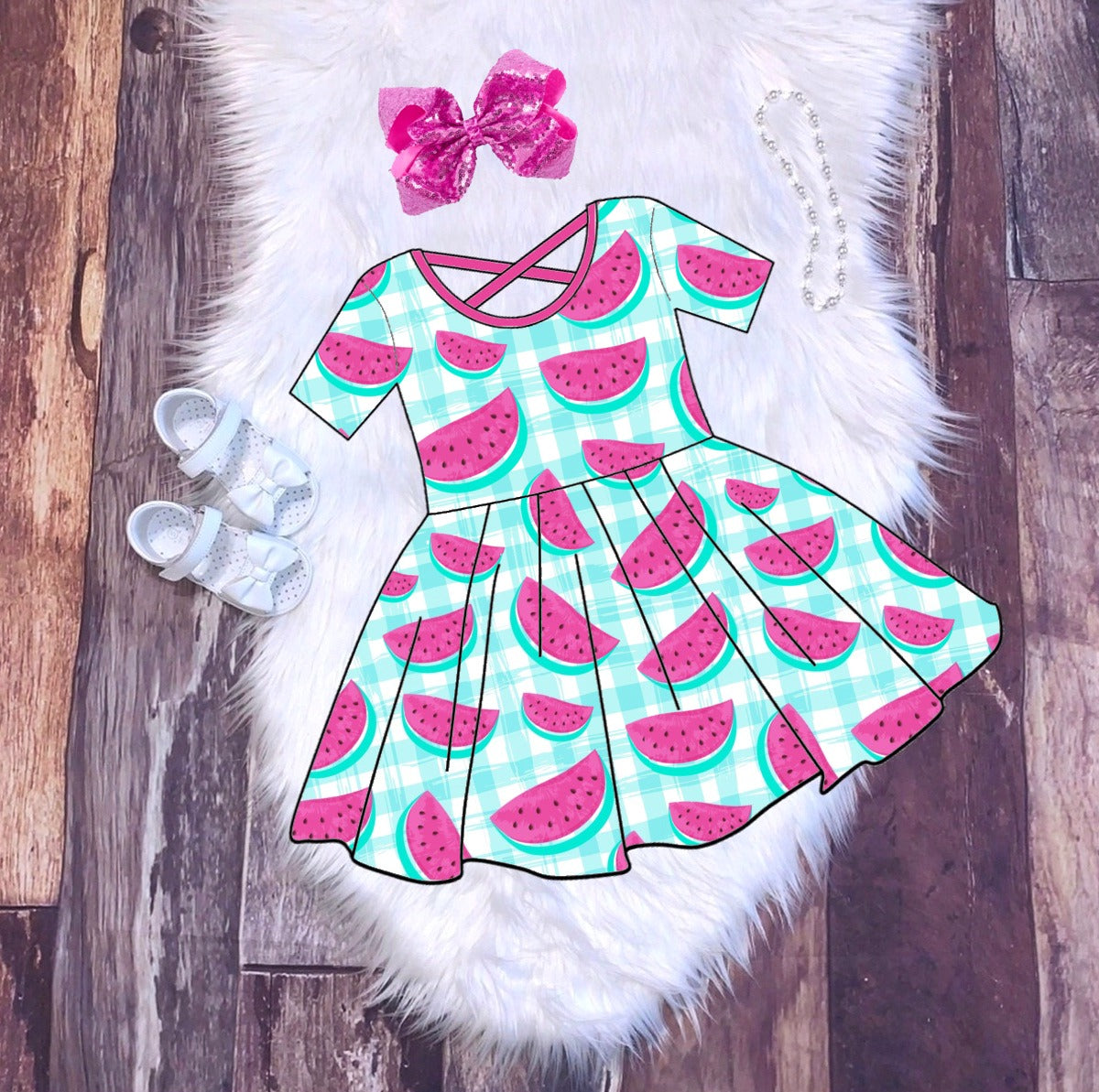 Watermelon Picnic CrissCross Dress – Maddie Mae Children's Boutique